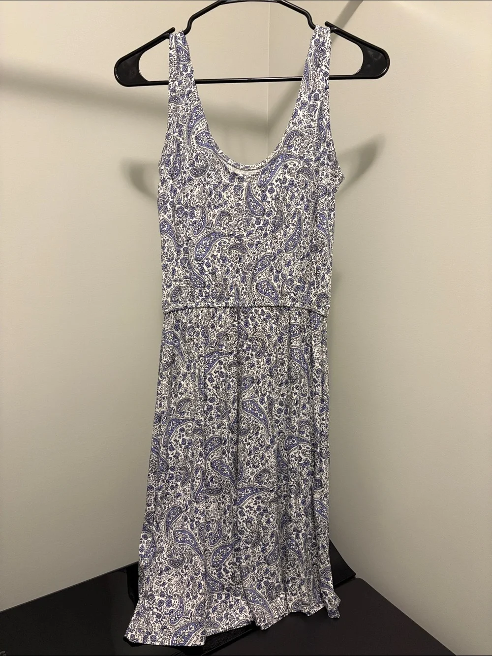 H&M | Dresses | Hm White And Blue Paisley Mini Dress | Poshmark